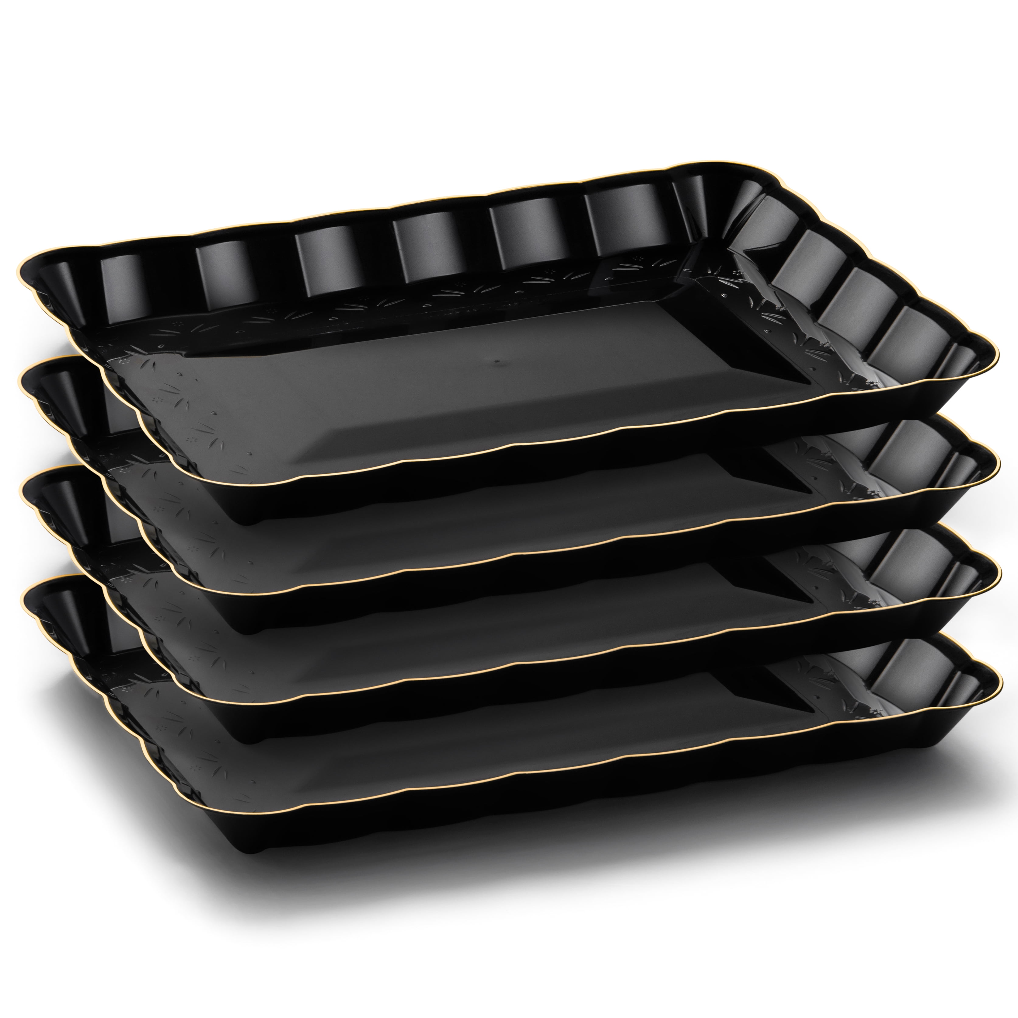 Plastic Serving Trays 9" X 13" Rectangle Serving Platters 4-Pack Black ...