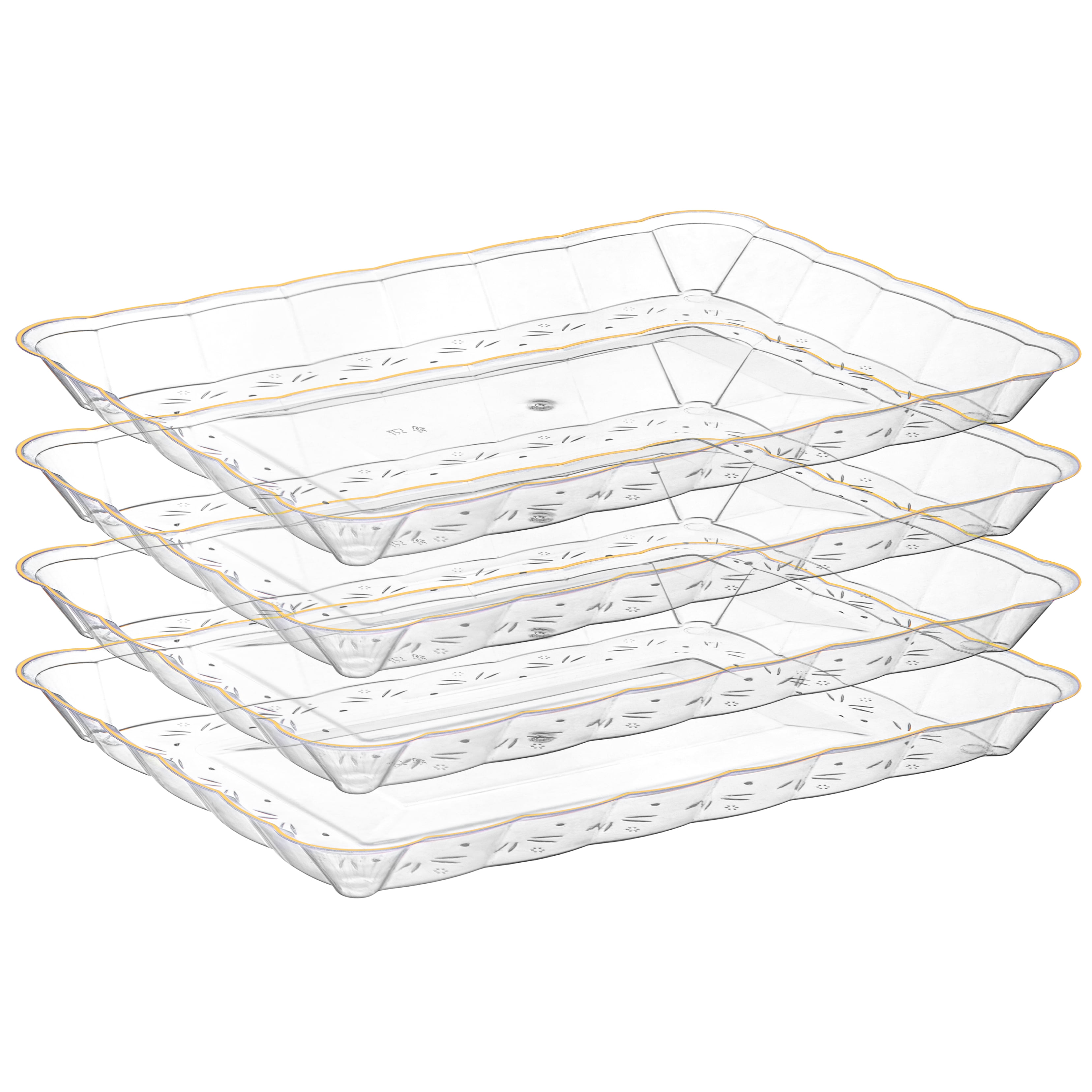 Plastic Serving Trays 9" X 13" Rectangle Serving Platters 4-Pack Clear ...