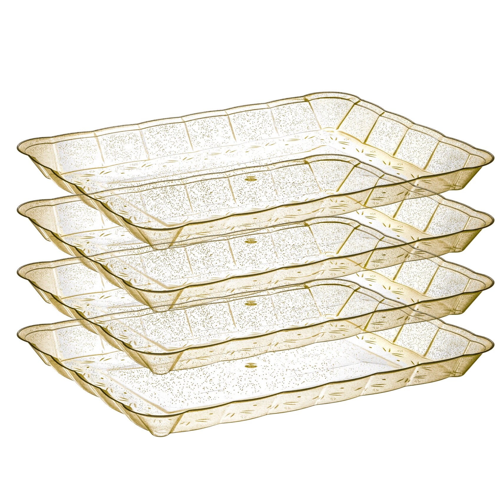 Plastic Serving Trays 9" X 13" Rectangle Serving Platters 4-Pack Gold ...