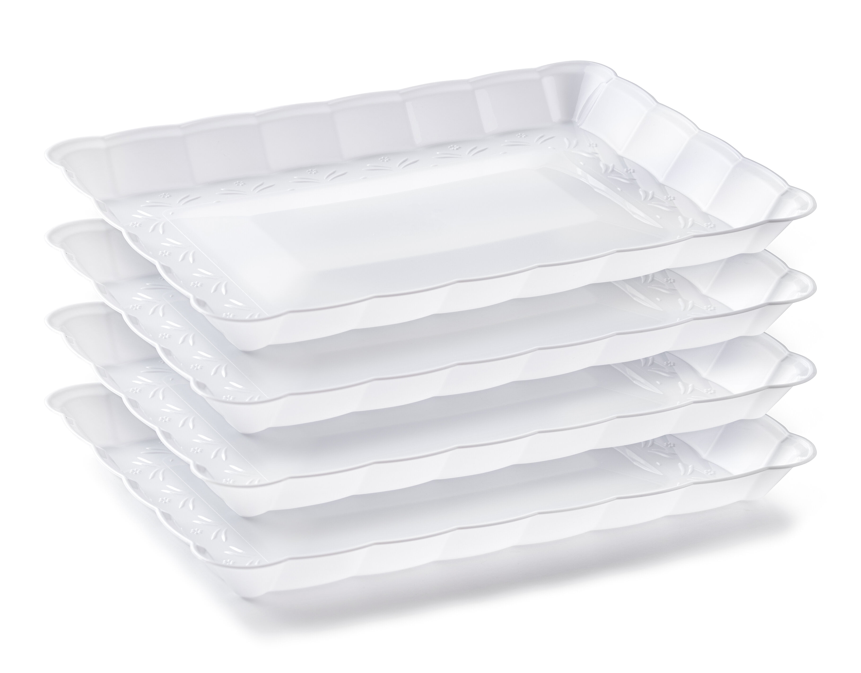 Posh Setting Rectangle Disposable Serving Trays for Party, White 4 Pack ...