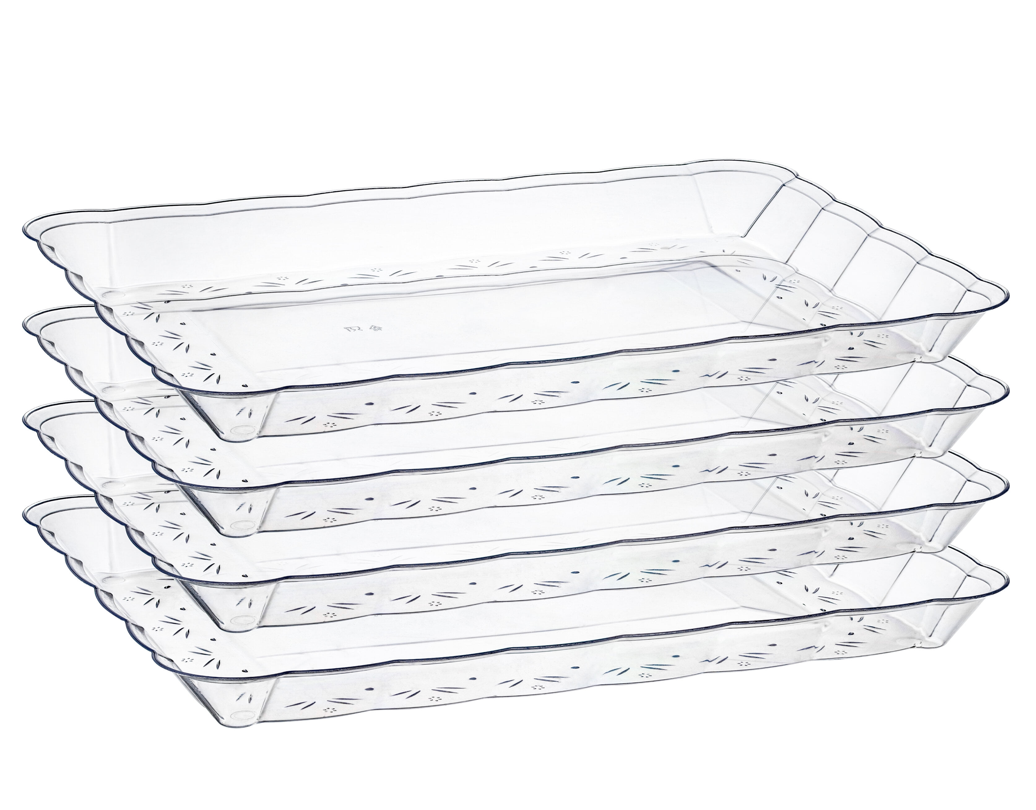 Plastic Serving Trays 9" X 13" Rectangle Serving Platters 4-Pack Clear ...