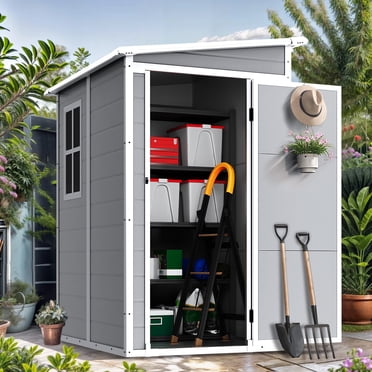 Coewske 4 x 8 ft Metal Outdoor Storage Shed Garden Lean-to Shed w ...