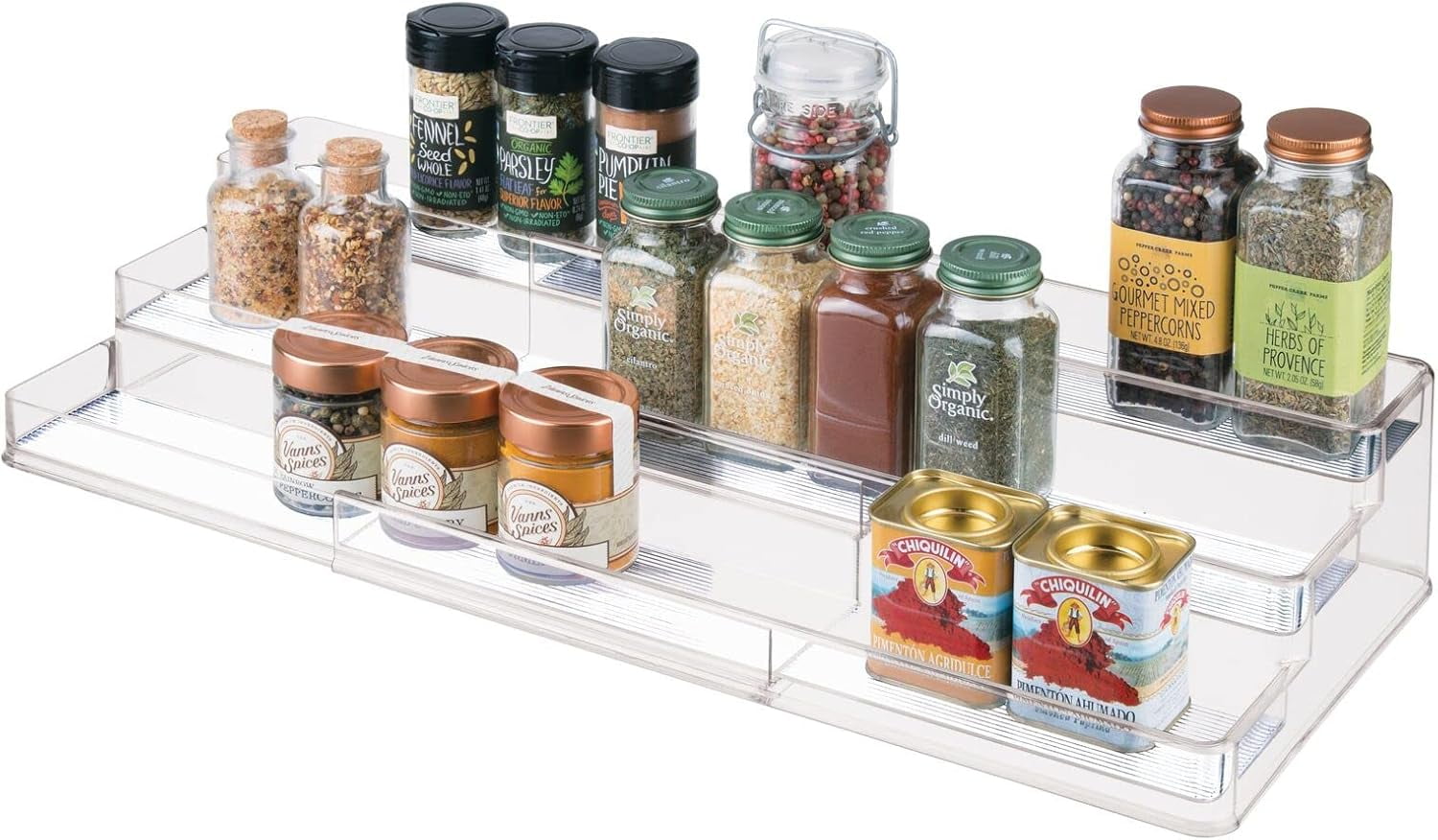 Plastic Shelf Adjustable & Expandable Spice Rack Organizer with 3 Tiers ...