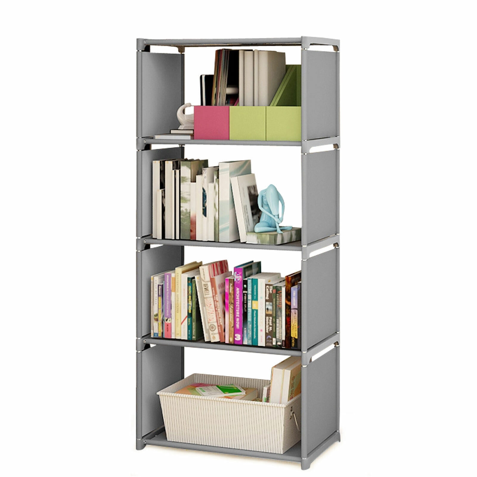 Plastic Shelving Unit 4 Layer, 15.7x11.0x49.2In Plastic Shelving Units ...