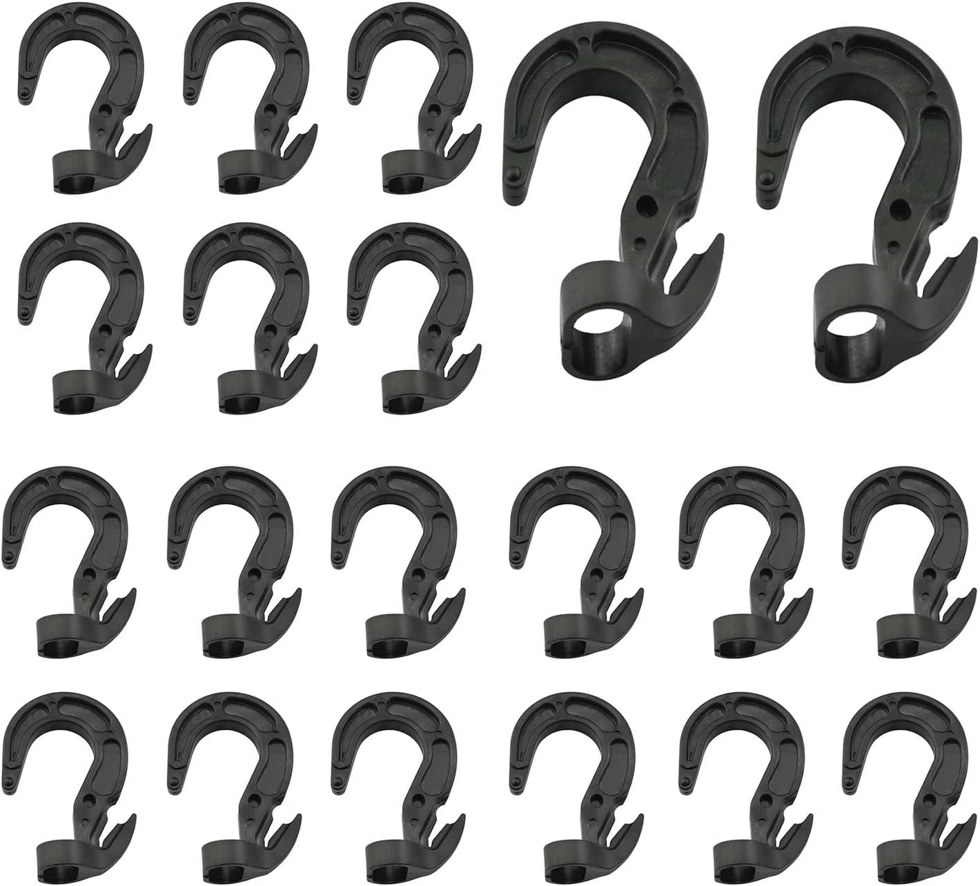 Plastic Shock Cord Hook 20PCS Black Plastic Elastic Rope Terminal Ends ...