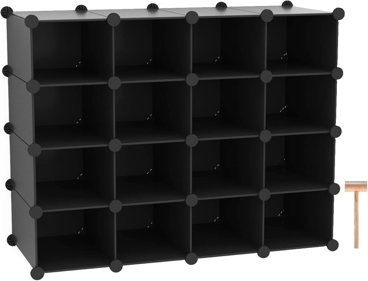 Plastic Shoe Rack, 16-Cube Modular Shoes Storage Stand, Multifunction ...