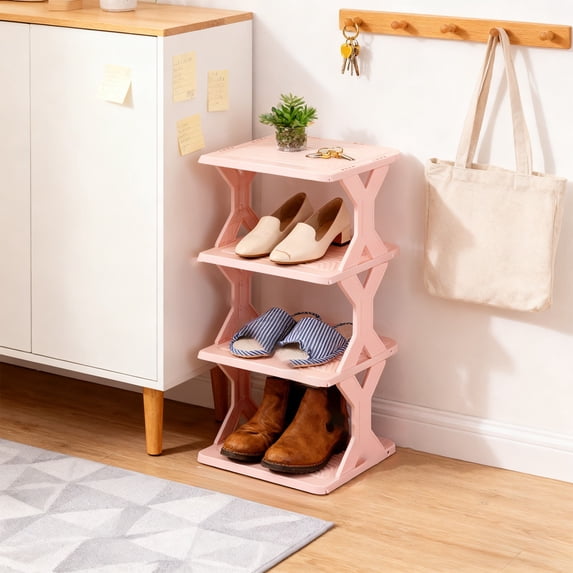 Plastic Shoe Rack 3 Tier, Corner Shoe Storage Organizer for Entryway ...
