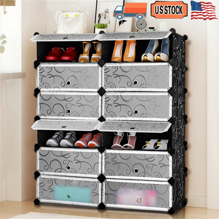 Plastic Shoe Shelve Shoe Rack Organizer with Door, Stackable Detachable ...