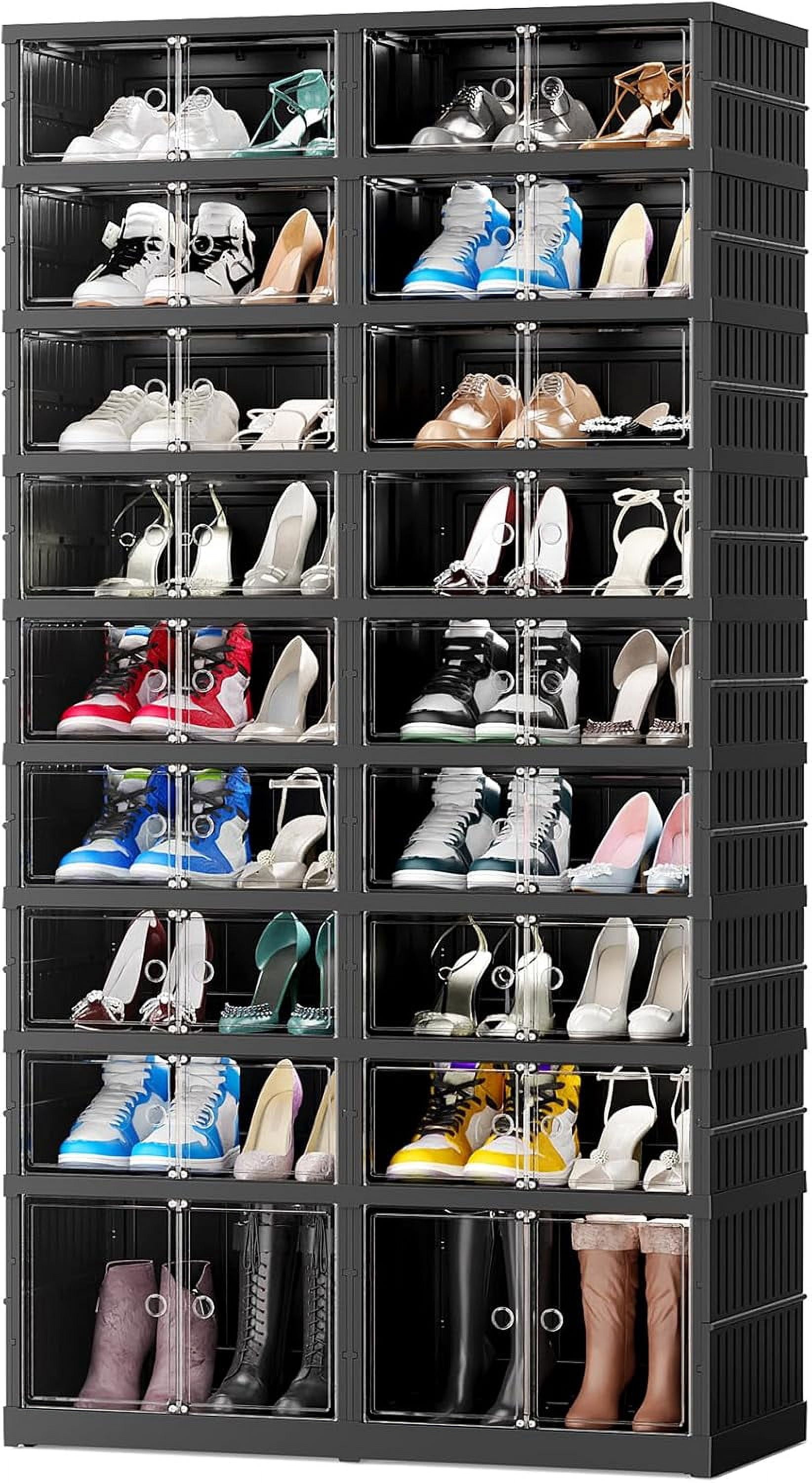 Plastic Shoe Storage Organizer Boxes 9 Tiers 36Pairs, Large Shoe Rack ...