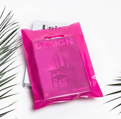 Plastic Shopping Bag with Die Cut Handle 9" x 12" Pink (PACK OF 500 ...