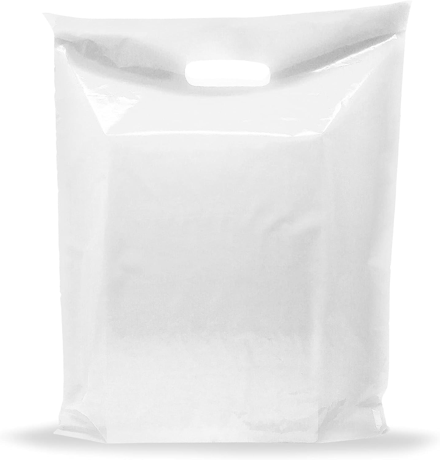 Plastic Shopping Bag with Die Cut Handle Bag 16" x 18" White Plastic ...