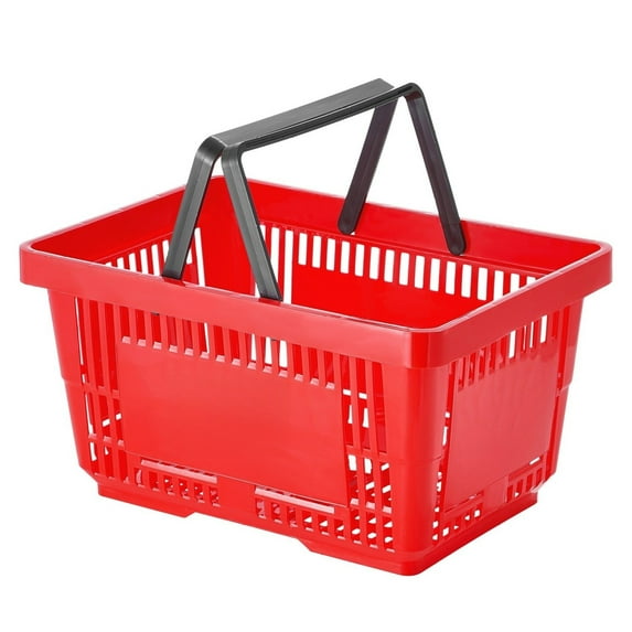 Plastic Shopping Basket, 24L, Set of 12 - Grocery Baskets with Handle ...
