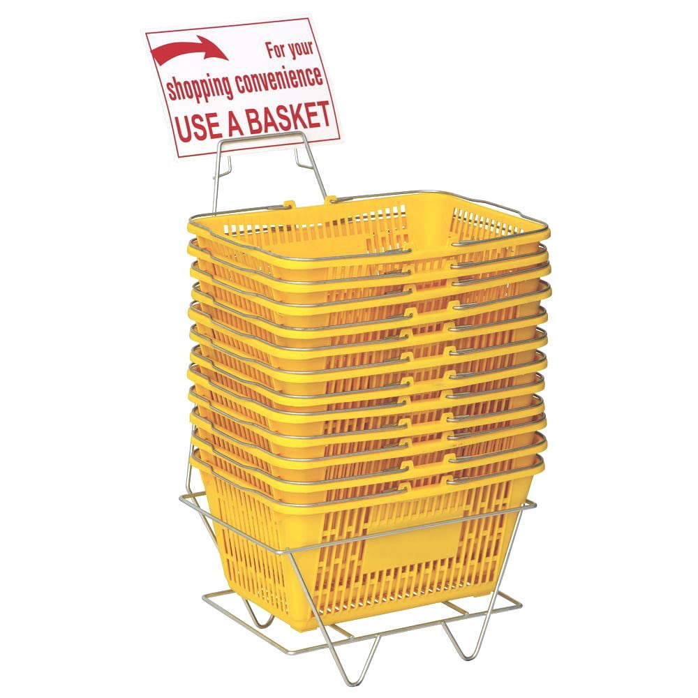 Plastic Shopping Baskets - Durable Yellow Plastic Set of Shopping ...