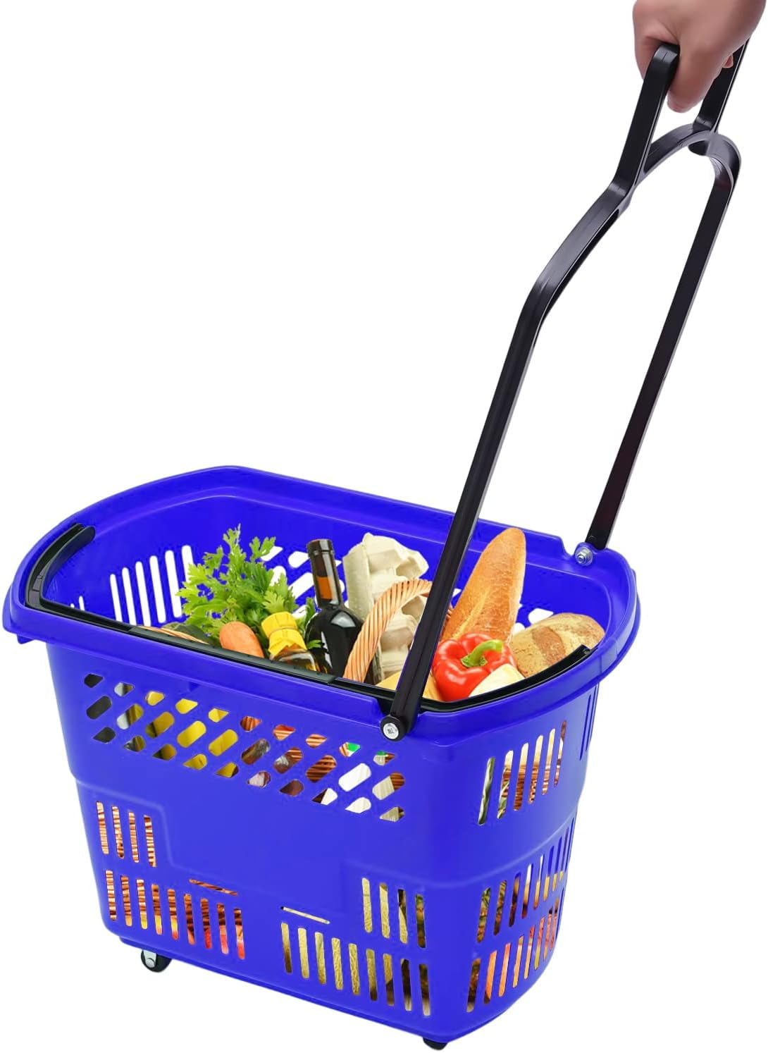 Plastic Shopping Carts, 6 Trolley Rolling Shopping Baskets, 35l ...