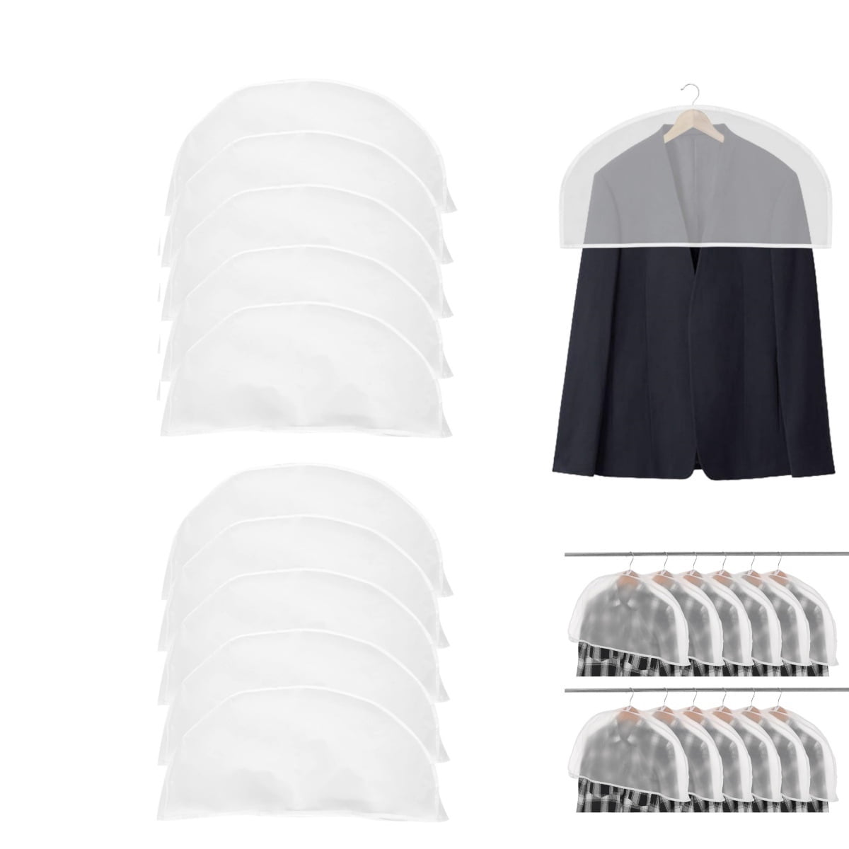 Plastic Shoulder Covers,QZS White Reusable Hanging Closet Cover for ...