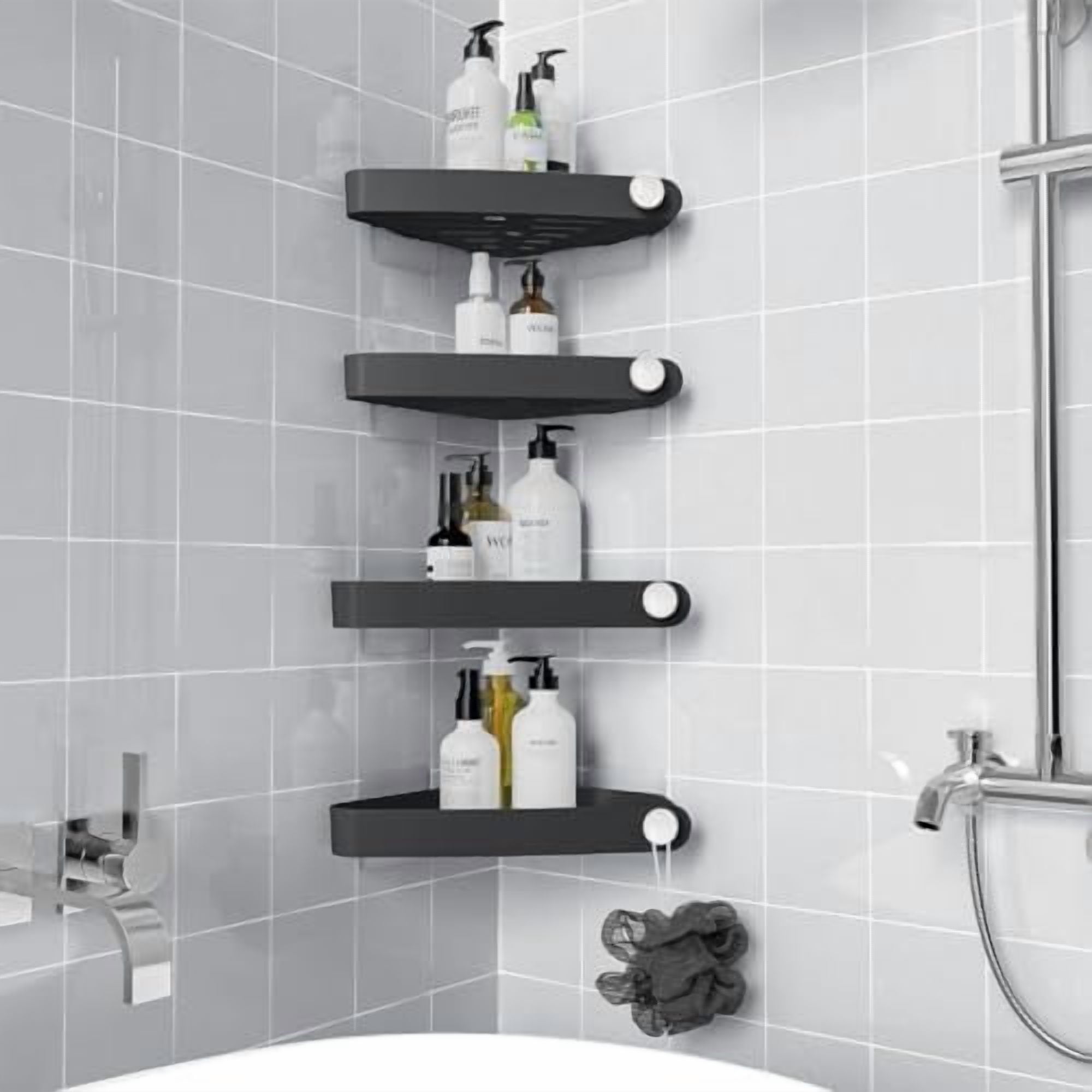 Plastic Shower Caddy Corner (For 90° Only), 4 Pack Adhesive Corner ...