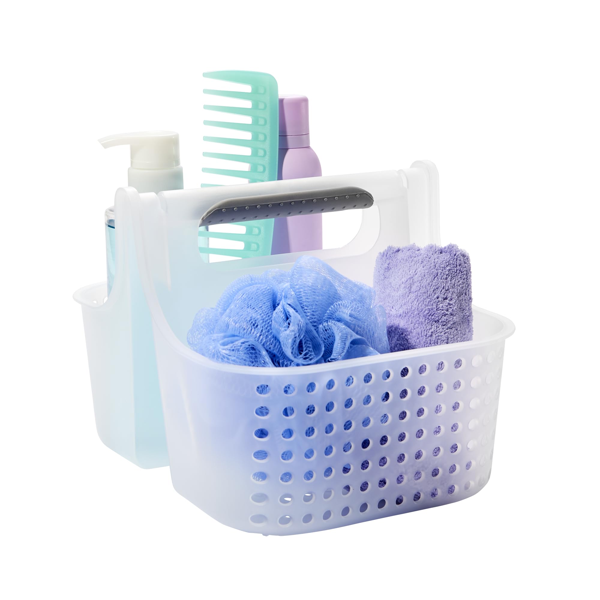 Plastic Shower Caddy with Soft Grip Handles, 2-Compartment Bathroom ...