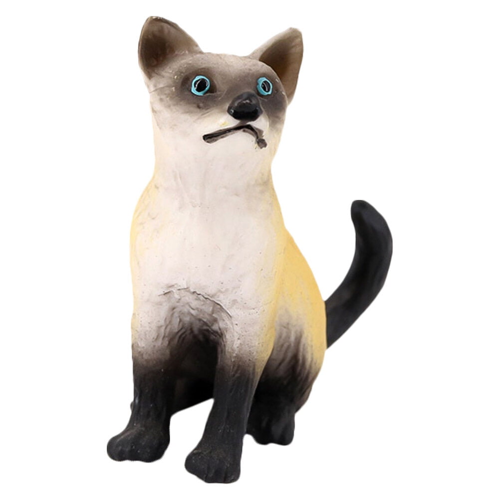 Plastic Siamese Cat Figurine Plastic Cat Model Adornment Realistic Cat ...