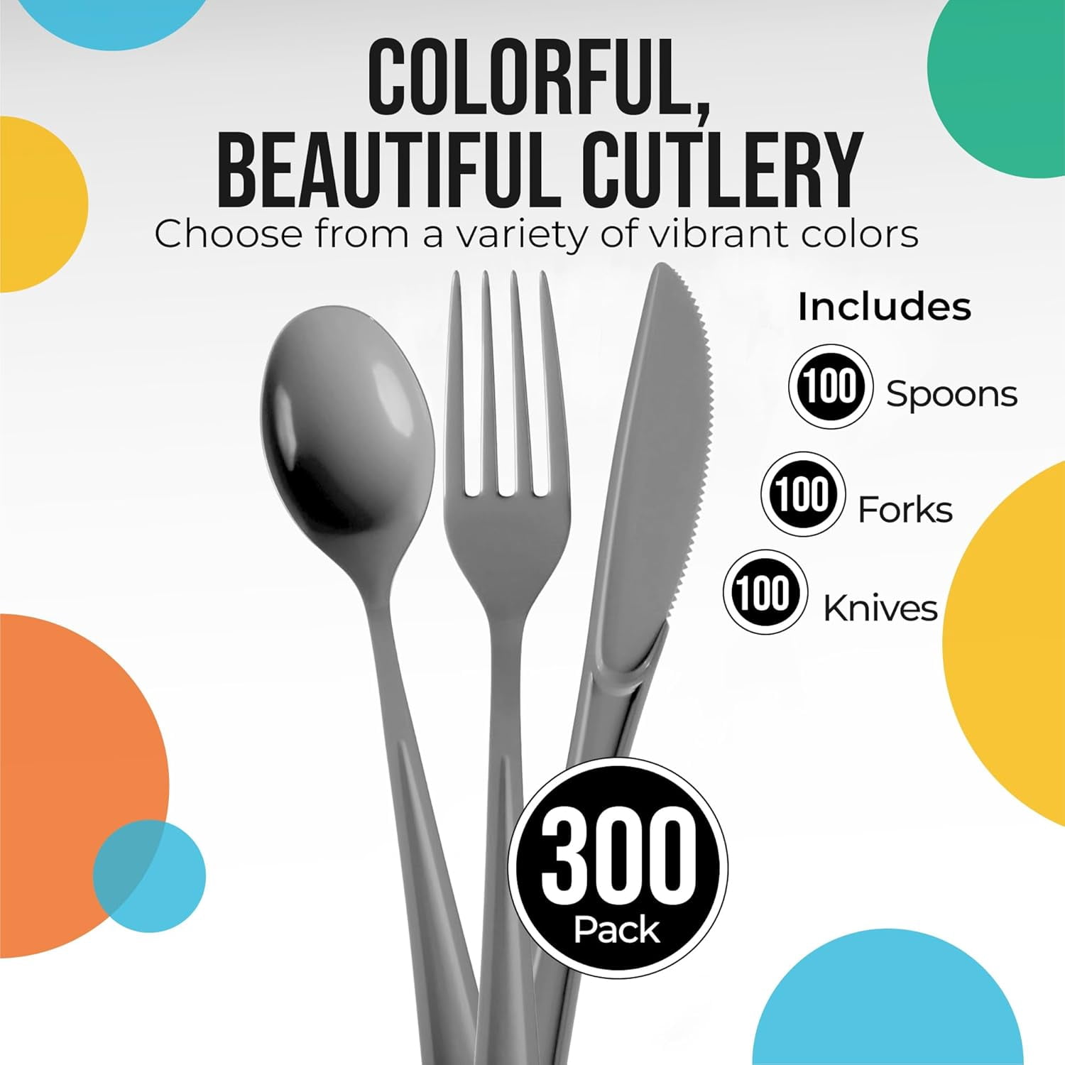 Plastic Silverware Heavy Duty 300 Pcs Plastic Cutlery Sets, Utensil ...