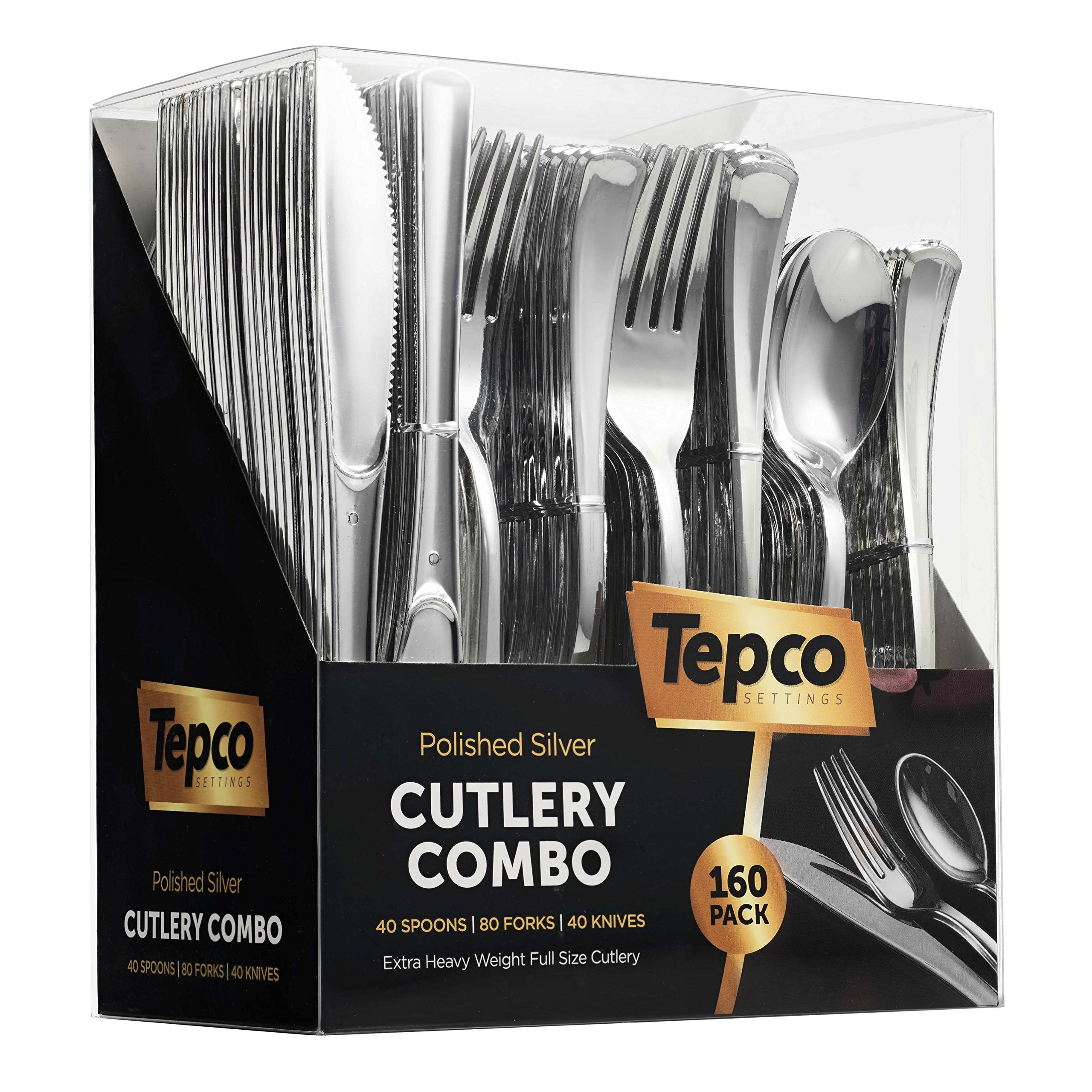 Plastic Silverware Set- Silver BDF32 Flatware Set- Heavy Duty Cutlery ...
