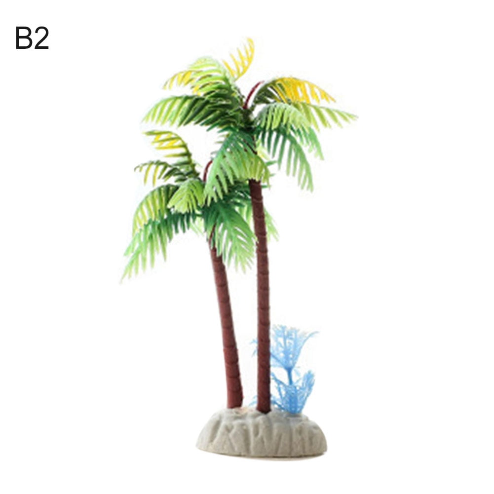 Plastic Simulation Water Plants Small Coconut Tree Fish Tank Aquariums ...