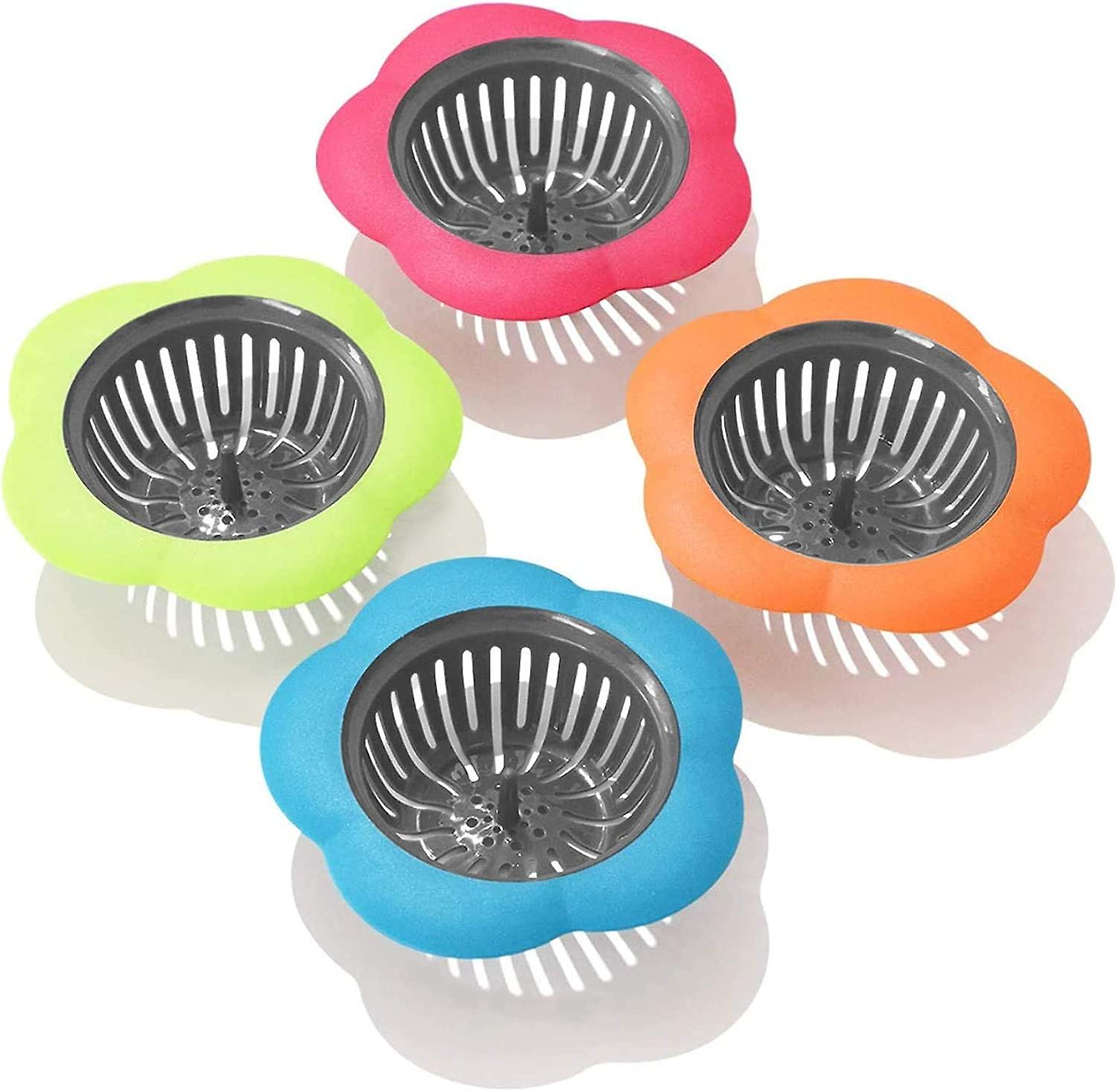 Plastic Sink Strainer, 4 Pack Flexible Kitchen Sink Drainers, Flower ...