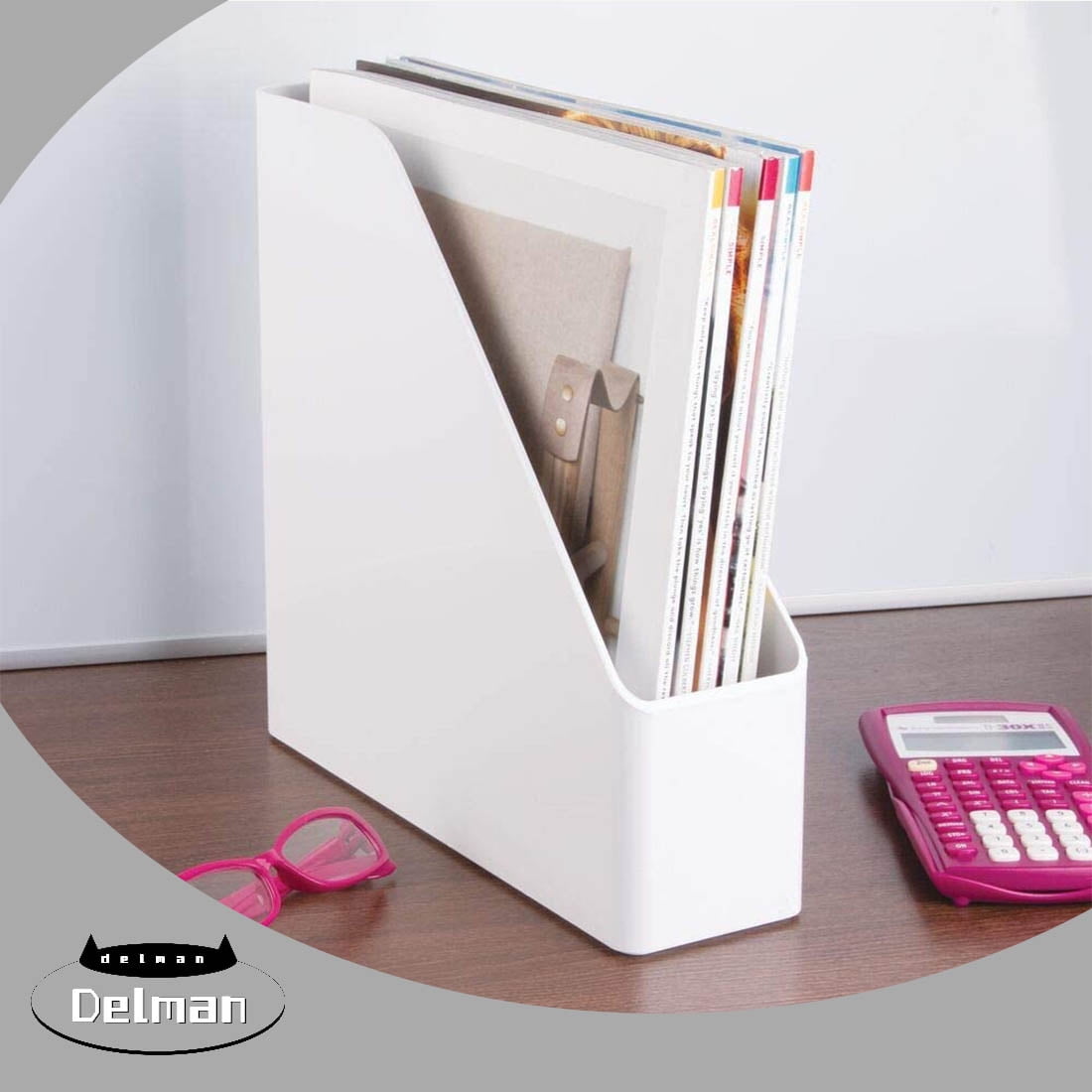 Plastic Slim Vertical File Folder Bin Storage Organizer with Handle ...