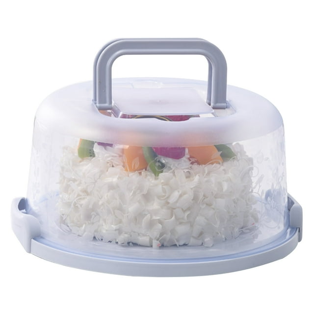 Plastic Small Cake Carrier Holder Round Container with Handles Suitable ...