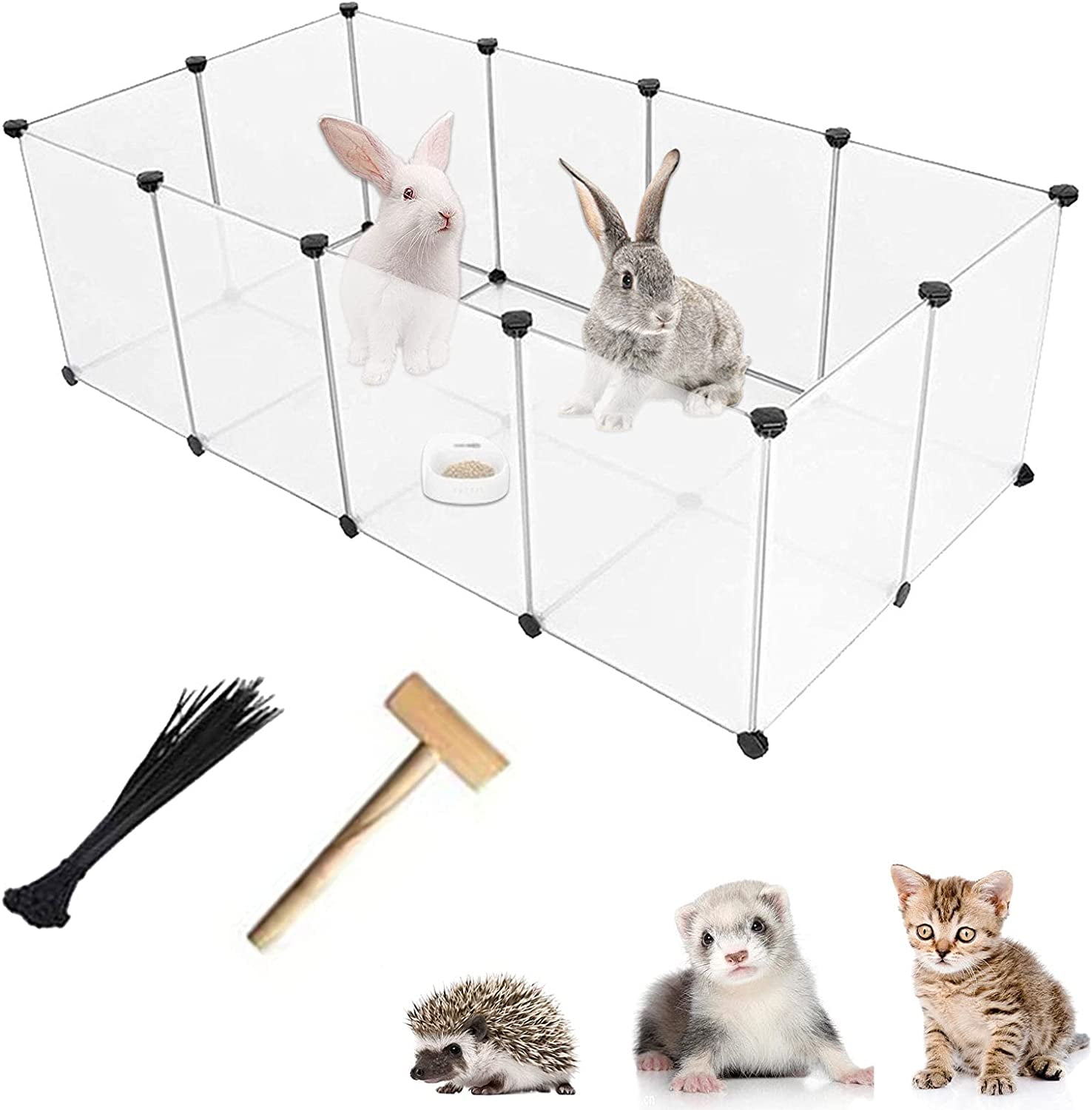 Plastic Small Pet Playpen,Portable Bunny Pen,13.8" X 13.8" Rabbit Cage ...