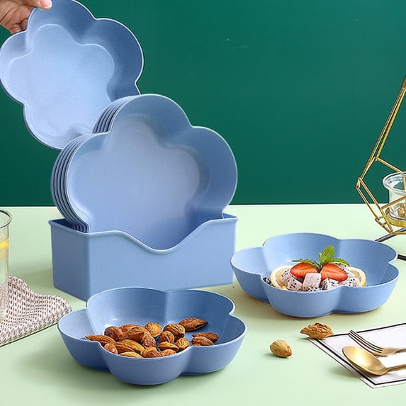 Plastic Small Snack Plates Set of 5 with Storage, 7 Inch Multipurpose ...