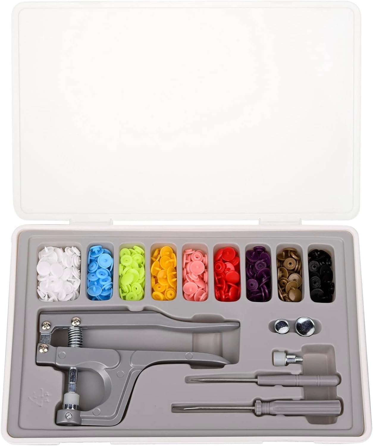 Plastic Snap Fastener Kit with Plier Screwdriver Awl and Storage Case ...