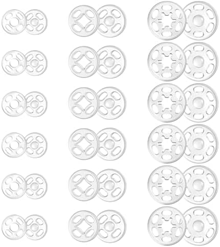 Plastic Snaps for Fabric, 100 Pcs 3 Sizes Round Clear Snaps for Sewing ...