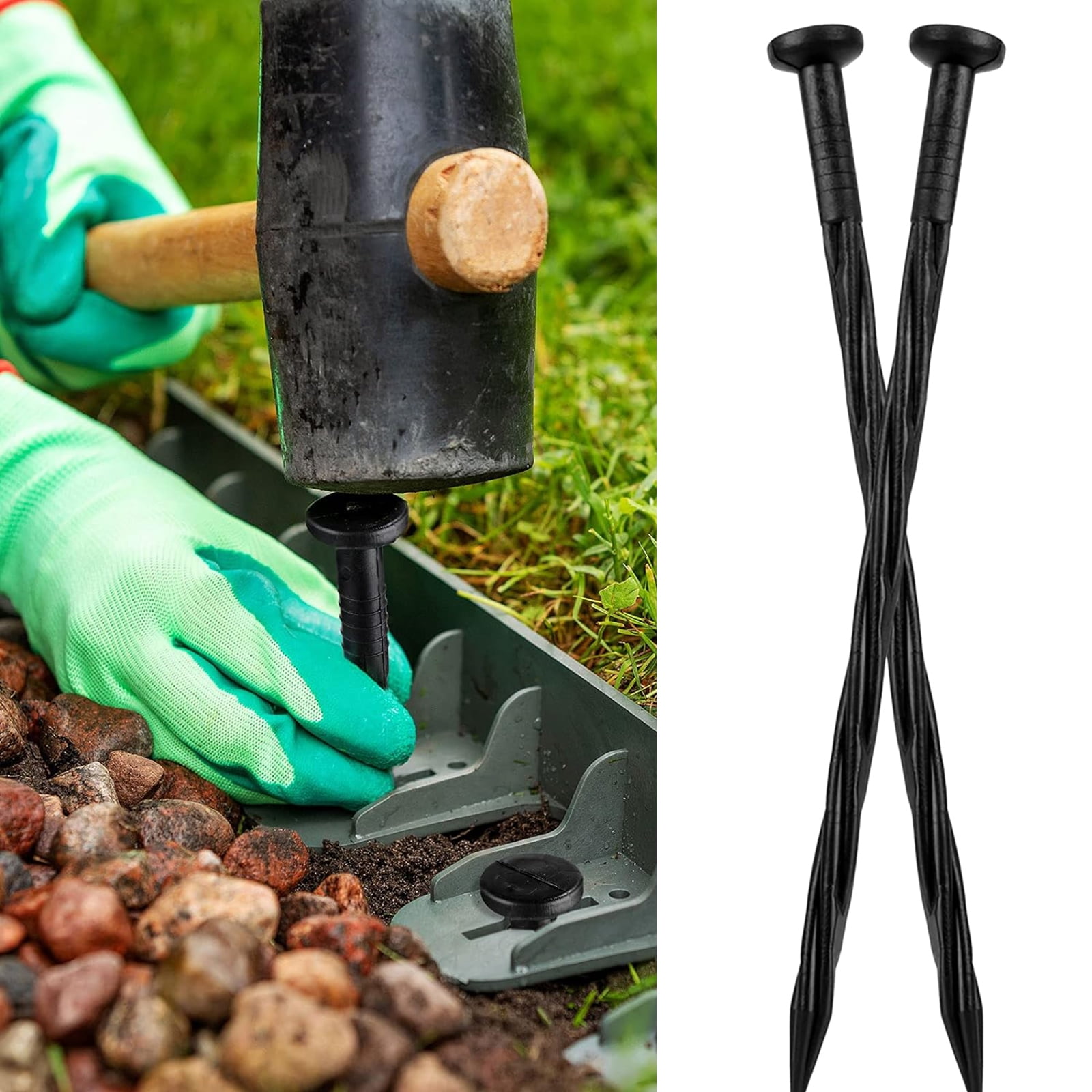 Plastic Spiral No Dig Landscape Edging Stakes 50PCS Garden Anchoring ...