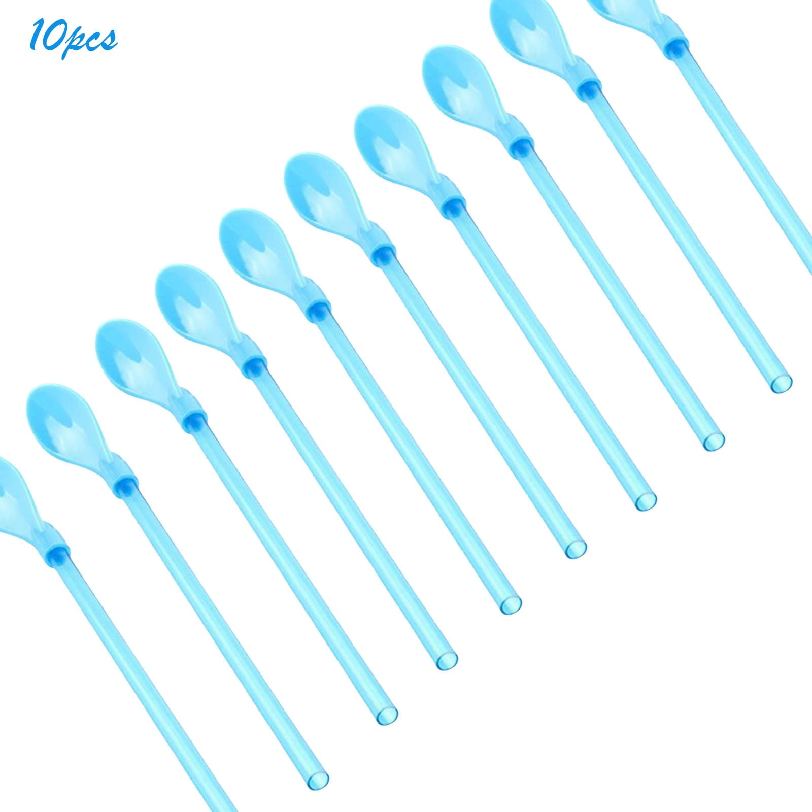 Plastic Spoon Straws, 10 PCS Reusable Straws Kitchen Utensil Stirring ...