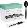 Plastic Spoons Disposable Individually Packaged Spoons Black 7-Inch ...