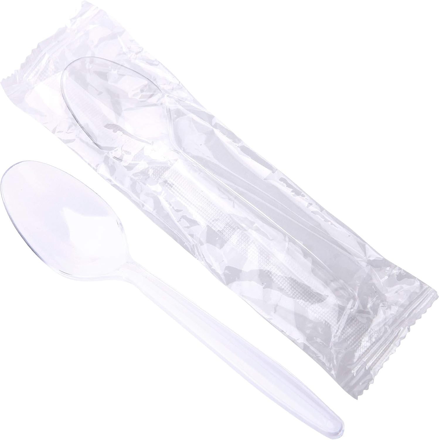 Plastic Spoons Individually Wrapped, 100pcs Heavy Duty Disposable ...