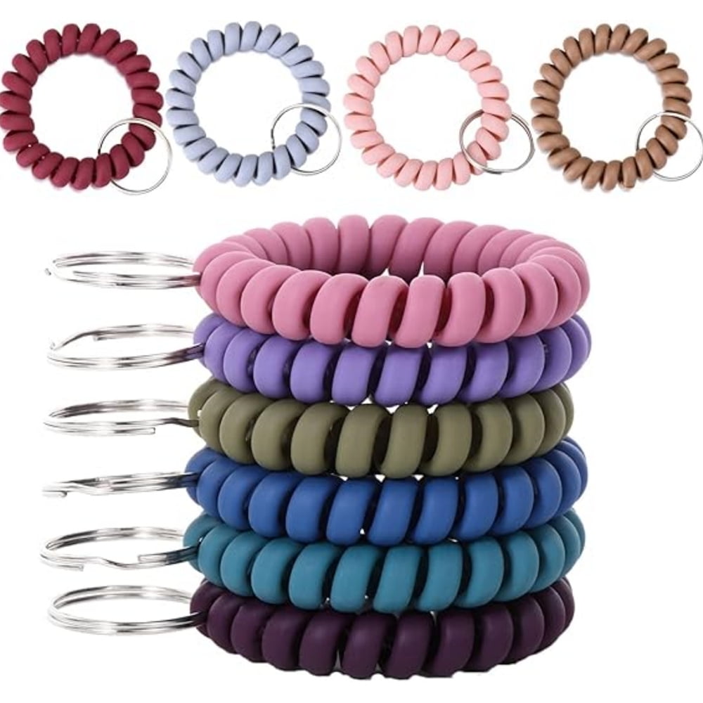 Plastic Spring Flexible Coil,10 Pack Stretchable Helical Wrist Keychain ...