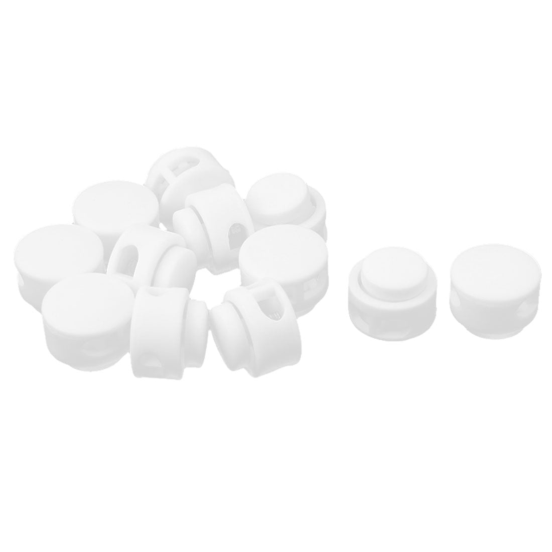 Plastic Spring Stop Double Holes Lanyard Cord Locks End Fastener White ...