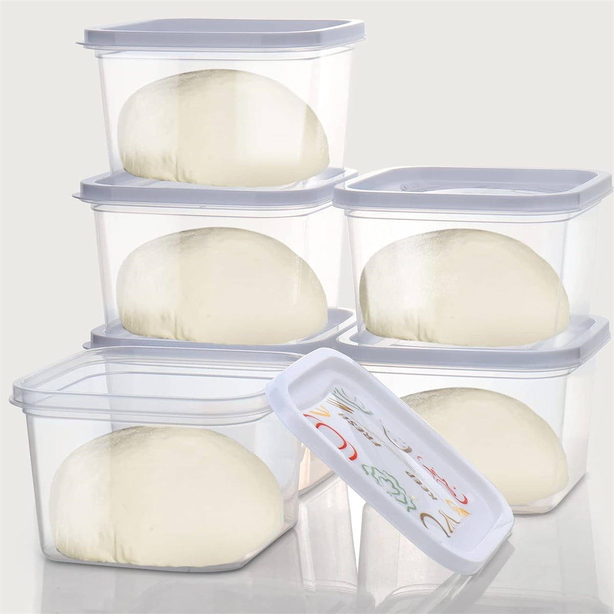 Plastic Square Food Box 6 PCS,Food Grade Bread Fermentation Box,Sealed ...