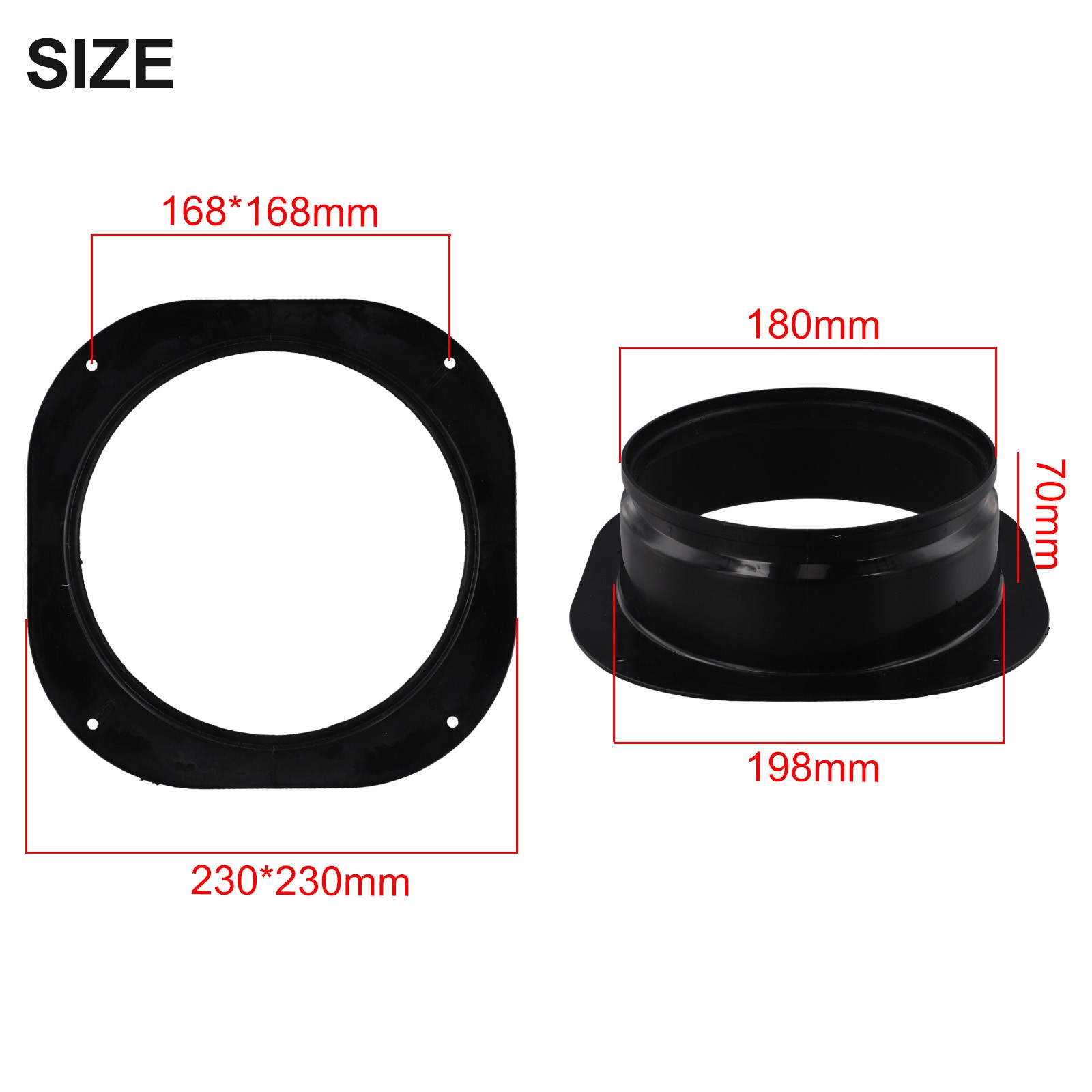 Plastic Square To Round Flange Joint 75/100/125/150/200/250/300mm ...