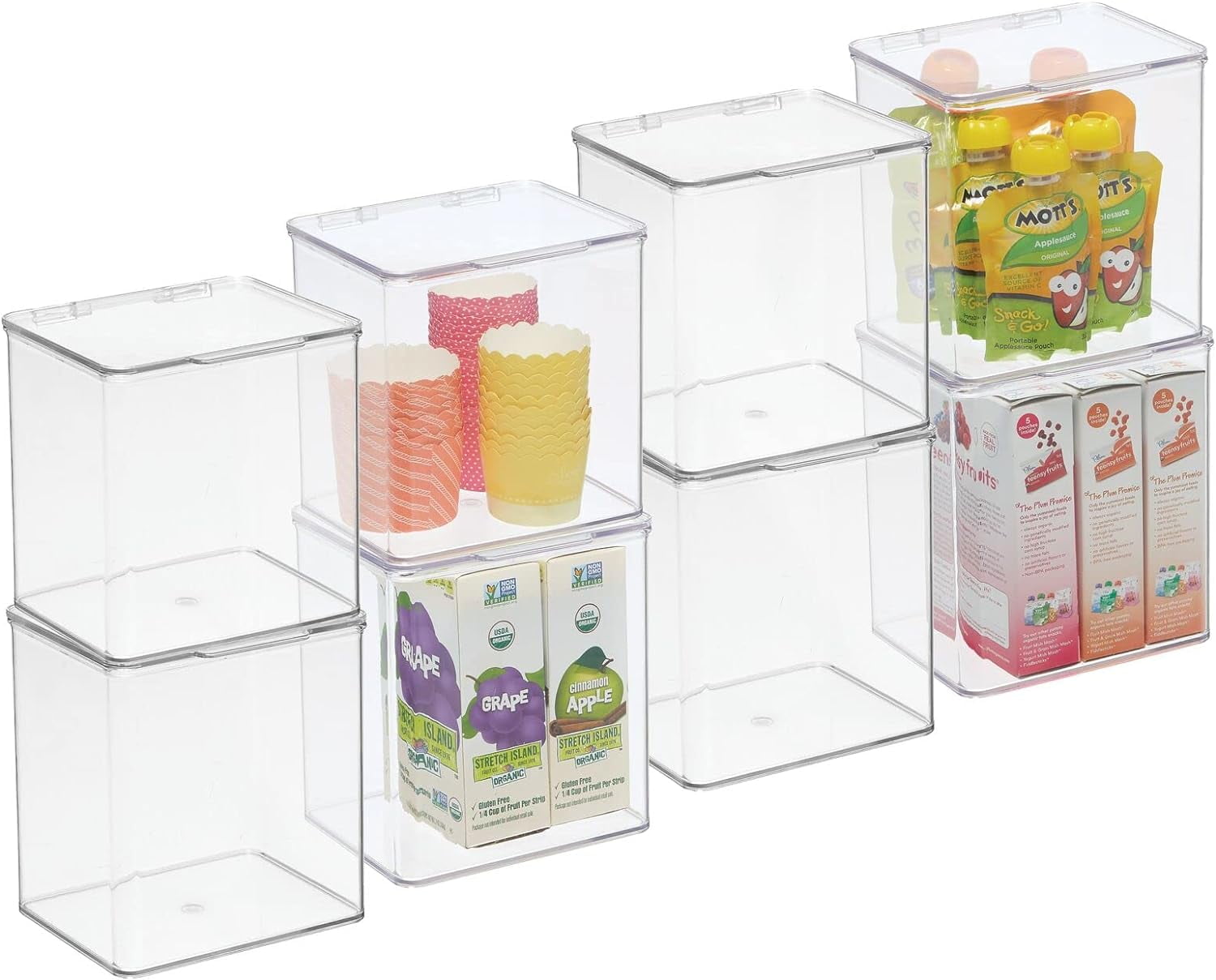 Plastic Stackable Box Food Storage Container Box with Hinged Lid - for ...