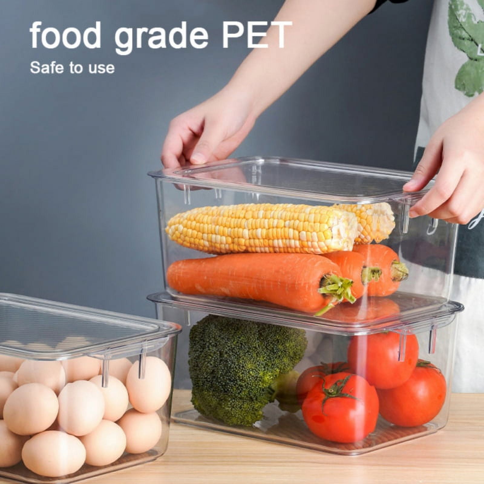 Plastic Stackable Kitchen Storage Organizer Bin Containers with Front ...