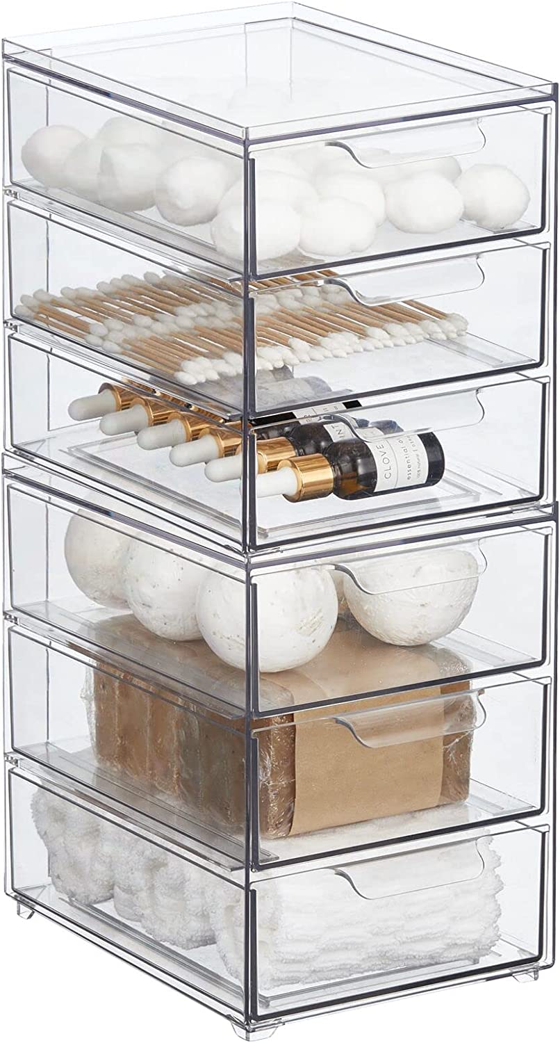Plastic Stackable Organizer with 3 Drawers - Pull-Out Drawer Storage ...
