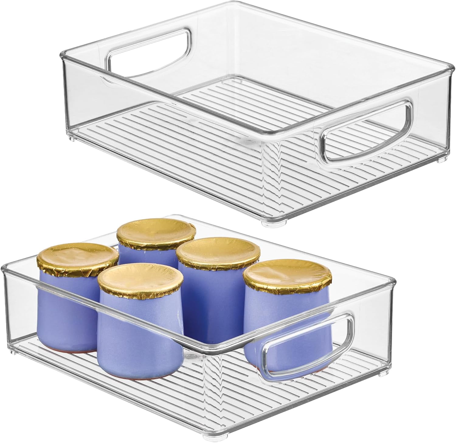 Plastic Stackable Pantry Storage Bins with Handles - Clear Cabinet and ...