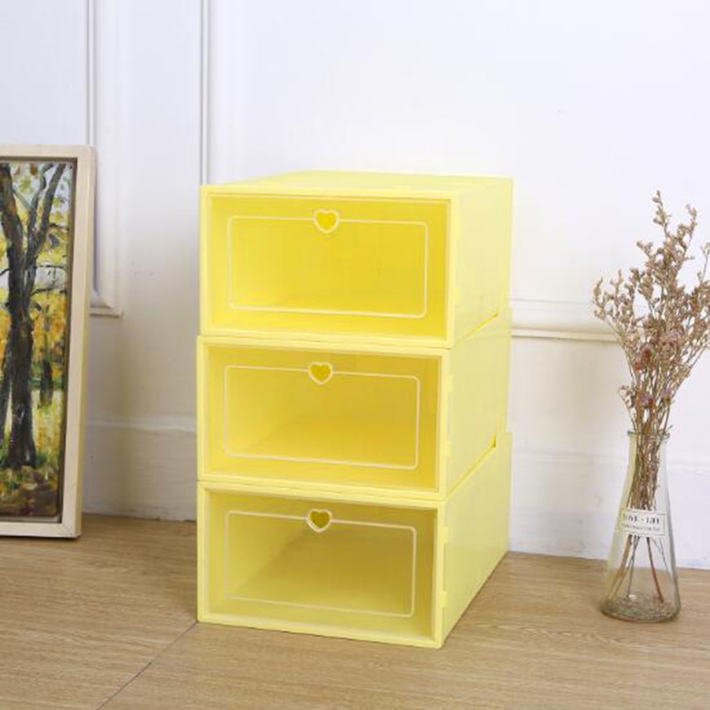 Plastic Stackable Shoes Box Set Foldable Clear Shoes Storage Box ...