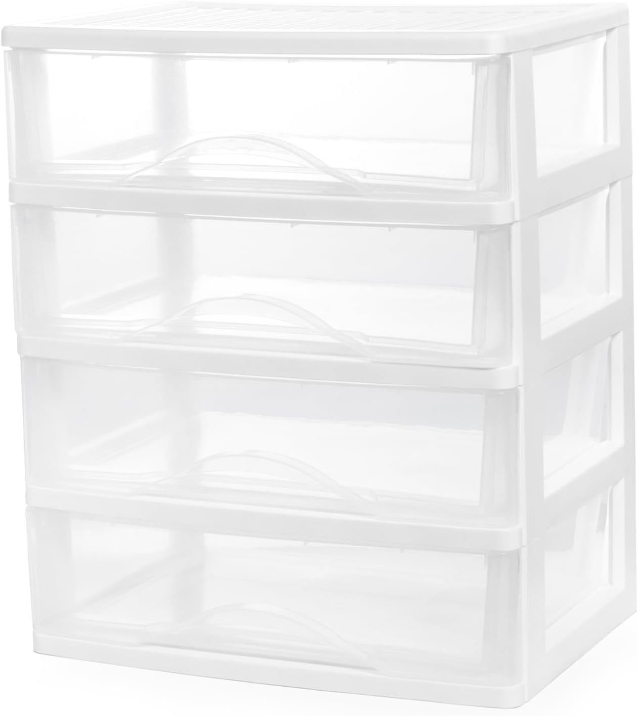 Plastic Stackable Storage 4 Drawers, White Bathroom Makeup Organizer ...