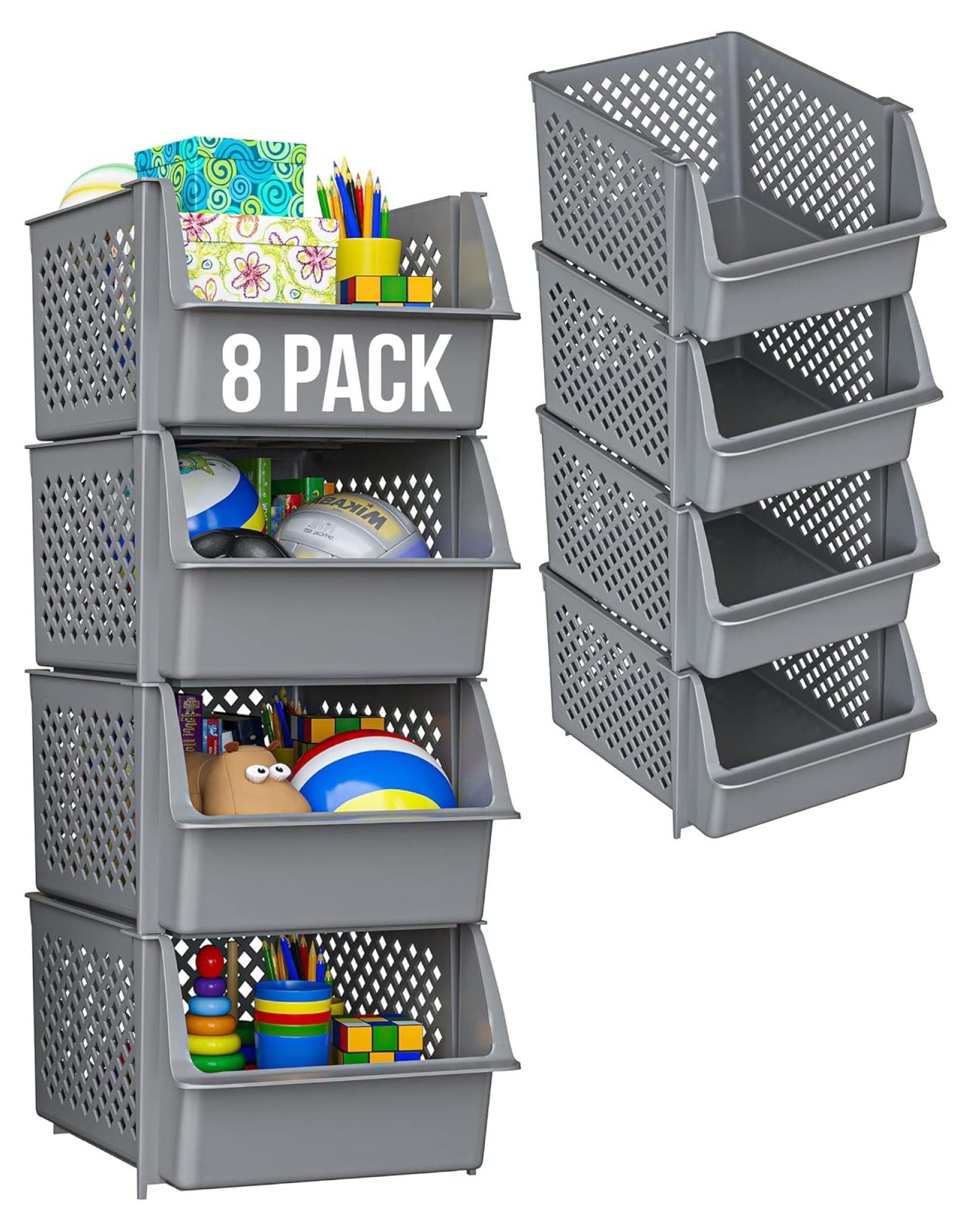Plastic Stackable Storage Bins for Pantry - Stackable Bins for ...