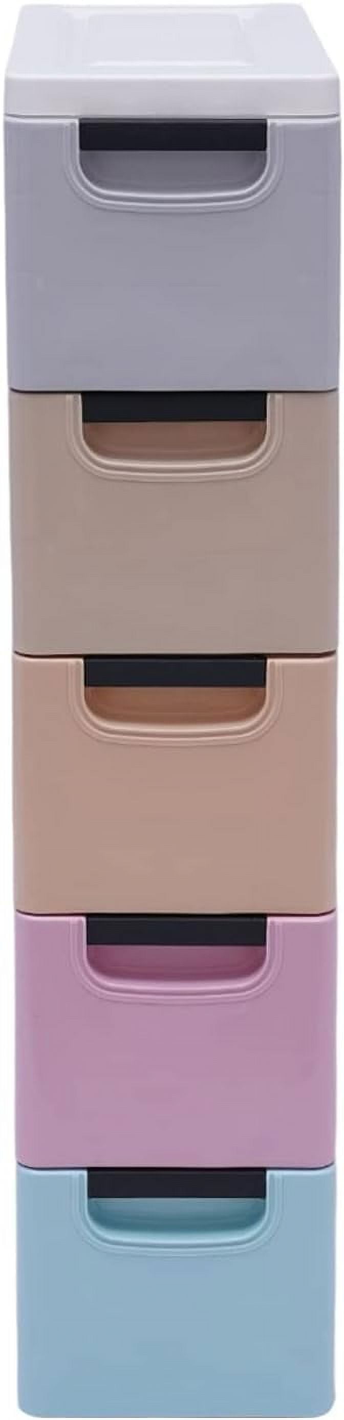 Plastic Stackable Storage Cart 5 Drawer Containers Storage Organizer ...