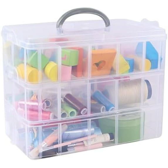 Plastic Stackable Storage Container Box with 30 Adjustable Compartments ...