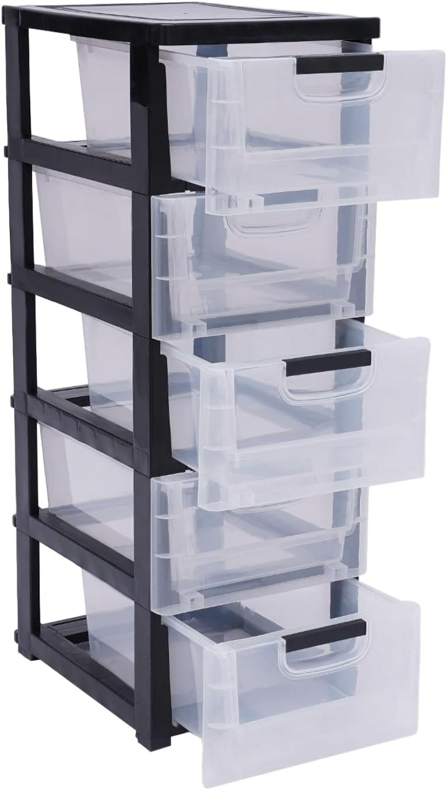 Plastic Stackable Storage Drawers, Small, 5 Layers, Lasting Clear ...